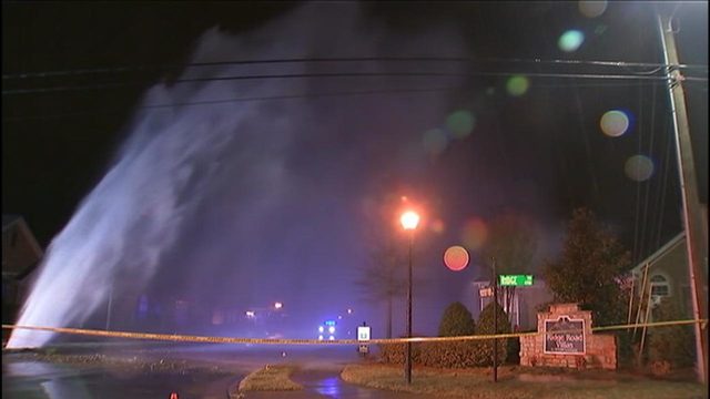 Broken water main shoots geyser 25 feet in air, damaging homes, vehicle ...